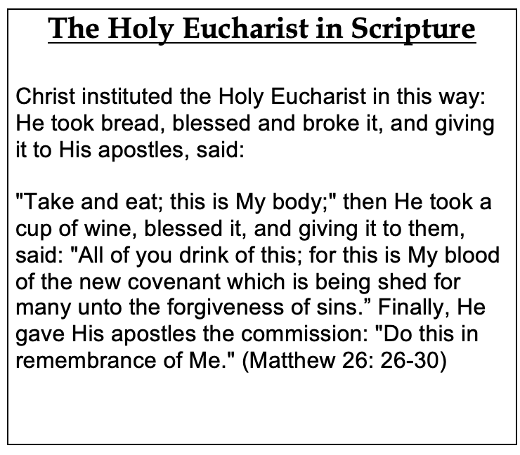 Church of Notre Dame > Sacraments > Holy Eucharist